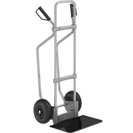 eurokraft pro Sackkarre mit Kufen, verzinkt, Schaufel-BxT 450 x 350 mm, schwarz, Luftbereifung, ab 5 Stk