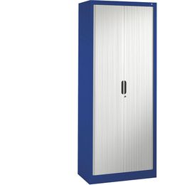 C+P Rollladenschrank mit Horizontal-Jalousie, HxBxT 1980 x 800 x 420 mm, 4 Fachböden, 5 Ordnerhöhen, enzianblau / lichtgrau