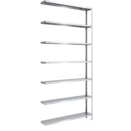 eurokraft pro Lager-Schraubregal, verzinkt, mittelschwer, Regalhöhe 3000 mm, Bodenbreite 1300 mm, Tiefe 300 mm, Anbauregal
