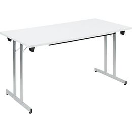 Klapptisch F25, BxT 1400 x 700 mm, Platte lichtgrau, Gestell alusilber kaiserkraft