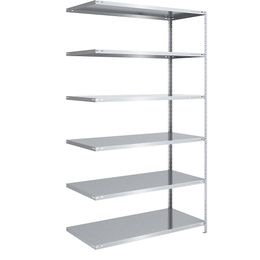 eurokraft pro Lager-Schraubregal, verzinkt, mittelschwer, Regalhöhe 2500 mm, Bodenbreite 1300 mm, Tiefe 800 mm, Anbauregal