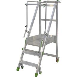Mobile Alu-Podesttreppe, klappbar, mit gerieften Aluminiumstufen, 3 Stufen inkl. Plattform kaiserkraft