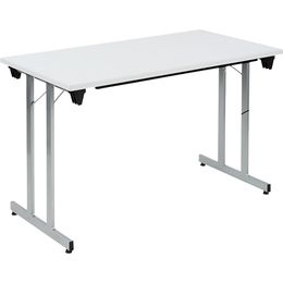 Klapptisch F25, BxT 1200 x 600 mm, Platte lichtgrau, Gestell alusilber kaiserkraft