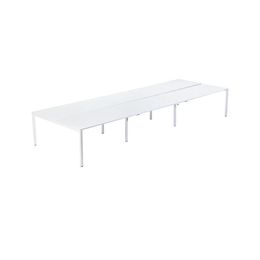 easyDesk 6er-Teamschreibtisch, Breite 1200 / 3600 mm, Tiefe 600 / 1260 mm, wei&szlig;