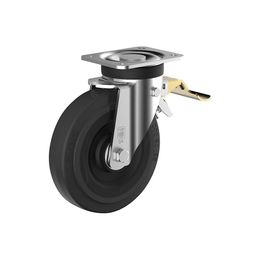 Wicke Elastik-Vollgummi-Rad auf Stahlfelge, Rad-&Oslash; x Breite 160 x 50 mm, Lenkrolle mit Doppelstopp
