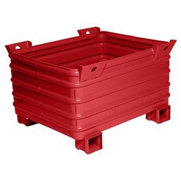 Heson Schwerlast-Stapelbehälter, BxL 800 x 1000 mm, mit U-förmigen Füßen, rot lackiert, ab 10 Stk