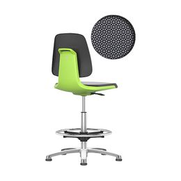 bimos Arbeitsdrehstuhl LABSIT, mit Bodengleitern und Fußring, Sitz Supertec, grün