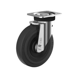 Wicke Elastik-Vollgummi-Rad auf Stahlfelge, Rad-&Oslash; x Breite 200 x 50 mm, Lenkrolle