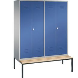 CLASSIC Garderobenschrank mit untergebauter Sitzbank, zueinander schlagende Türen C+P