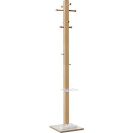 EasyCLOTH Garderobenständer easyCloth, Massivholz, 8 kleine Haken, Schirmhalter weiß