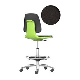 bimos Arbeitsdrehstuhl LABSIT, Hochstuhl mit Sitz-Stopp-Rollen und Fußring, Sitz mit Stoffbezug, grün
