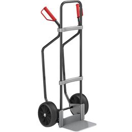 eurokraft pro Sackkarre mit Kufen, schwarz, Schaufel-BxT 280 x 250 mm, verzinkt, Vollgummibereifung, ab 5 Stk
