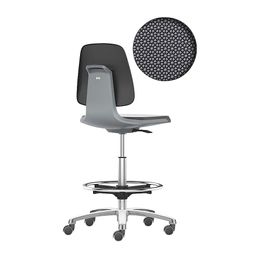 bimos Arbeitsdrehstuhl LABSIT, Hochstuhl mit Sitz-Stopp-Rollen und Fußring, Sitz Supertec, anthrazit