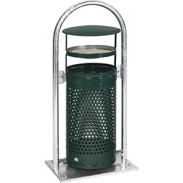 Var Kombiascher mit Rohrbogen und Dach, Volumen 65 l, BxHxT 580 x 1145 x 380 mm, moosgrün