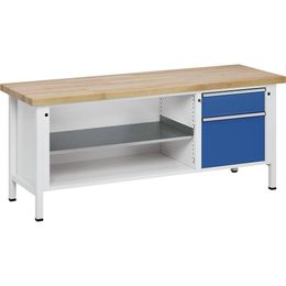 ANKE Werkbank, Gestellbauweise Serie V, 1 Schublade 180 mm, Tür 360 mm, Buche massiv, Teilauszug