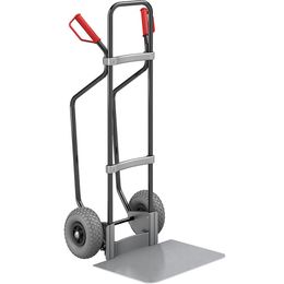 eurokraft pro Sackkarre mit Kufen, schwarz, Schaufel-BxT 450 x 500 mm, verzinkt, PU-Bereifung, ab 5 Stk
