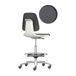 bimos Arbeitsdrehstuhl LABSIT, Hochstuhl mit Sitz-Stopp-Rollen und Fußring, Sitz Supertec, weiß