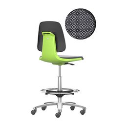 bimos Arbeitsdrehstuhl LABSIT, Hochstuhl mit Sitz-Stopp-Rollen und Fußring, Sitz Supertec, grün