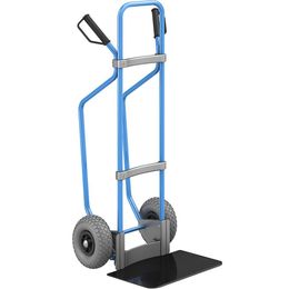 eurokraft pro Sackkarre mit Kufen, blau, Schaufel-BxT 450 x 350 mm, schwarz, PU-Bereifung, ab 5 Stk