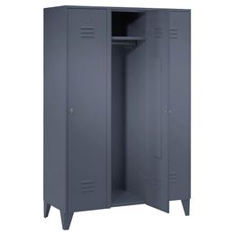 Wolf Spind Berlin 2, 3 Abteile, blaugrau, Breite 1200 mm, flache Dachform