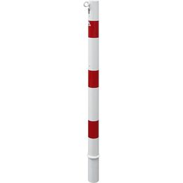 Schake Absperrpfosten, Ø 60 mm, weiß / rot, herausnehmbar mit Profilzylinder, mit 1 Öse
