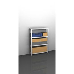 eurokraft pro Lager-Schraubregal, RAL 7035, mittelschwer, Regalhöhe 1500 mm, Bodenbreite 1300 mm, Tiefe 300 mm, Grundregal