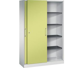 C+P Schiebetürenschrank ASISTO, Höhe 1980 mm, Breite 1200 mm, lichtgrau/viridingrün