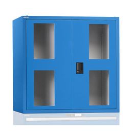 LISTA Aufsatzschrank mit Flügeltüren, mit Sichtfenster-Türen, HxBxT 1000 x 1023 x 725 mm, lichtblau