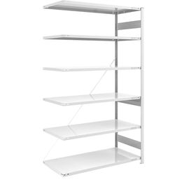 eurokraft pro Schwerlast-Steckregal, RAL 7035, Regalhöhe 2500 mm, Anbauregal, BxT 1300 x 800 mm