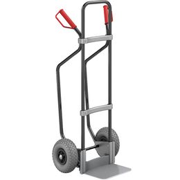 eurokraft pro Sackkarre mit Kufen, schwarz, Schaufel-BxT 280 x 250 mm, verzinkt, PU-Bereifung, ab 5 Stk