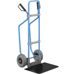 eurokraft pro Sackkarre mit Kufen, blau, Schaufel-BxT 450 x 500 mm, schwarz, PU-Bereifung, ab 5 Stk
