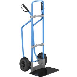 eurokraft pro Sackkarre mit Kufen, blau, Schaufel-BxT 450 x 350 mm, schwarz, Luftbereifung, ab 5 Stk