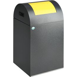 Var Selbstlöschender Wertstoffsammler, Volumen 43 l, HxBxT 600 x 320 x 320 mm, antiksilber, Klappe gelb