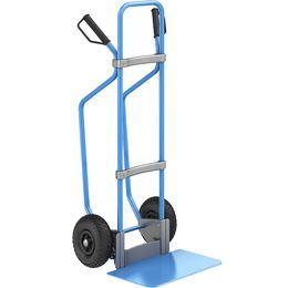 eurokraft pro Sackkarre mit Kufen, blau, Schaufel-BxT 450 x 350 mm, blau, Luftbereifung, ab 5 Stk