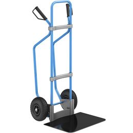 eurokraft pro Sackkarre mit Kufen, blau, Schaufel-BxT 450 x 500 mm, schwarz, Luftbereifung, ab 5 Stk