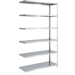 eurokraft pro Schraubregal, Bauart leicht, verzinkt, Regalhöhe 2500 mm, Bodenbreite 1300 mm, Tiefe 600 mm, Anbauregal