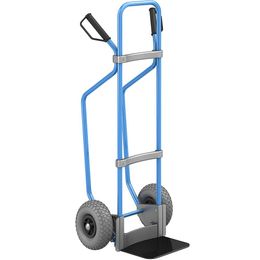 eurokraft pro Sackkarre mit Kufen, blau, Schaufel-BxT 280 x 250 mm, schwarz, PU-Bereifung, ab 5 Stk