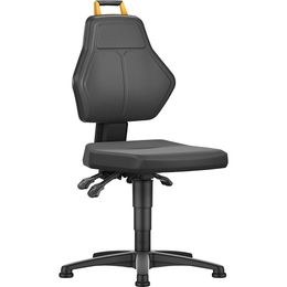 eurokraft pro Arbeitsdrehstuhl, schwarz, mit Bodengleitern, PU-Schaumpolster
