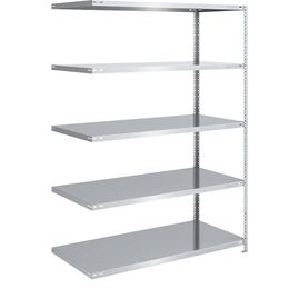 eurokraft pro Schraubregal, Bauart leicht, verzinkt, Regalhöhe 2000 mm, Bodenbreite 1300 mm, Tiefe 800 mm, Anbauregal