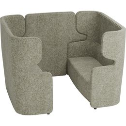Bisley Akustiksofa VIVO, 2 Zweisitzer mit hoher Rückenlehne, Mittelwand, hellgrau