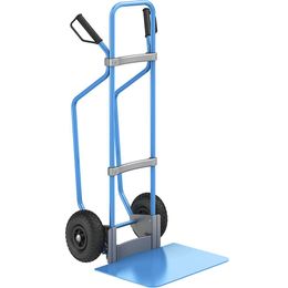 eurokraft pro Sackkarre mit Kufen, blau, Schaufel-BxT 450 x 500 mm, blau, Luftbereifung, ab 5 Stk