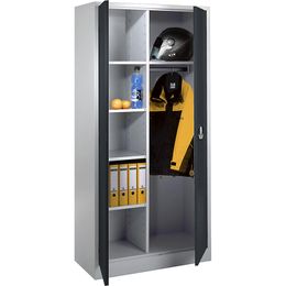 Wolf Garderoben-Mehrzweckschrank mit E-Schloss, mit Vollblechtüren, lichtgrau / anthrazitgrau