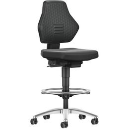 bimos Arbeitsdrehstuhl AIR FLOW, mit Sitz-Stopp-Rollen und Fußring, Supertec-Bezug schwarz