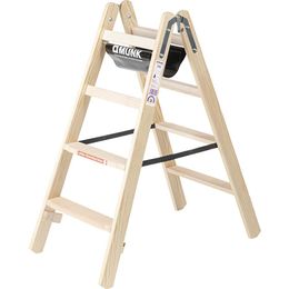 MUNK Holz-Stufenstehleiter, beidseitig begehbar, 2 x 4 Stufen, Arbeitshöhe 2500 mm