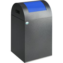 Var Selbstlöschender Wertstoffsammler, Volumen 43 l, HxBxT 600 x 320 x 320 mm, antiksilber, Klappe blau