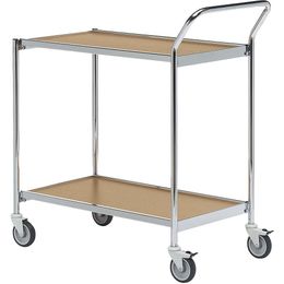 HelgeNyberg Tischwagen, 2 Etagen, LxB 800 x 420 mm, Chrom/Eiche, ab 5 Stk