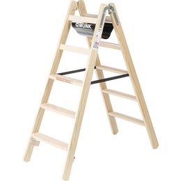 MUNK Holz-Stufenstehleiter, beidseitig begehbar, 2 x 5 Stufen, Arbeitshöhe 2700 mm