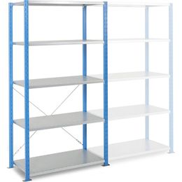 Manorga Schnellbau-Schwerlast-Steckregal, Fachboden-BxT 1250 x 400 mm, Fachlast 225 kg, Grundregal, Höhe 2000 mm, 5 Fachböden