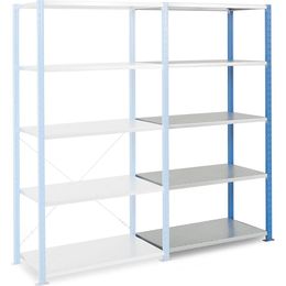 Manorga Schnellbau-Schwerlast-Steckregal, Fachboden-BxT 1000 x 600 mm, Fachlast 310 kg, Anbauregal, Höhe 2000 mm, 5 Fachböden