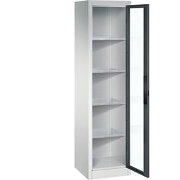 C+P Sichtfenster-Flügeltürschrank, HxBxT 1950 x 502 x 500 mm, 4 Fachböden, lichtgrau / anthrazitgrau